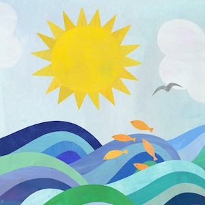 Enchanted Sea | A Colorful Ocean Art Print for Nursery, Kid's Room or ...