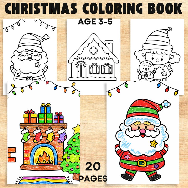 Christmas Coloring Book, Holiday Illustrations , Christmas Coloring ...