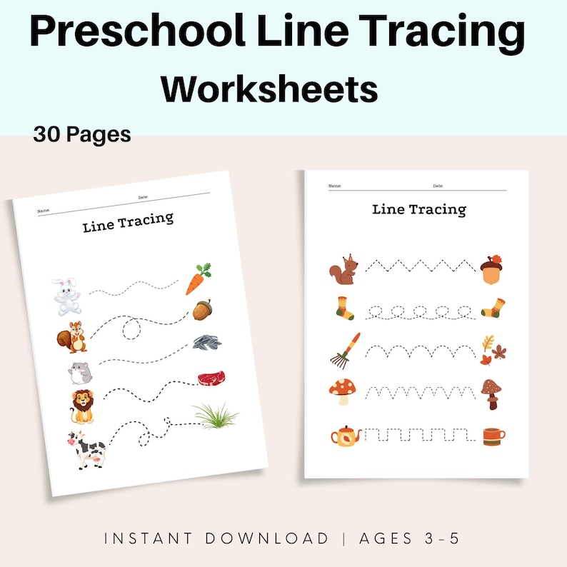 Preschool Line Tracing Worksheets | Toddler Prewriting Practice ...