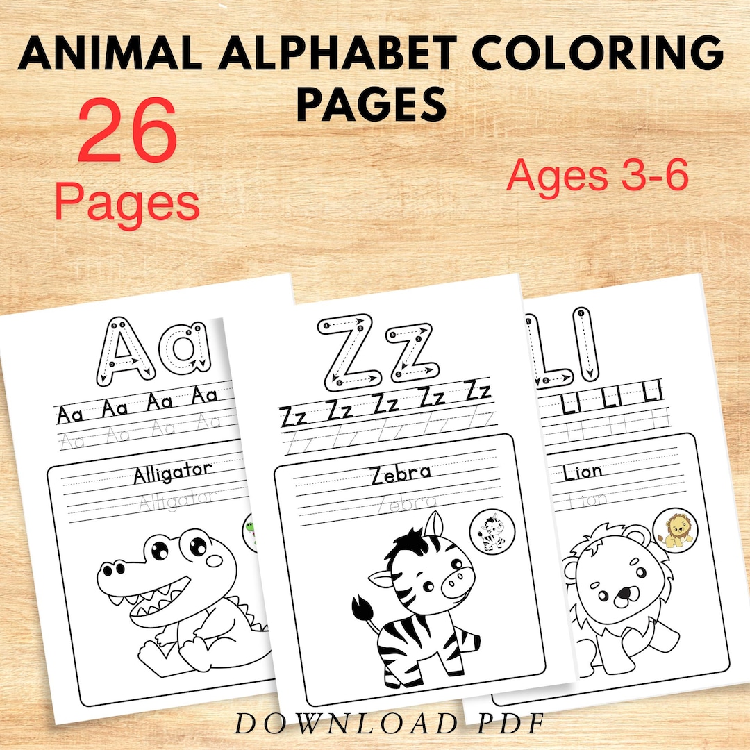 Alphabet des animaux Coloriages imprimables, livre de coloriage ABC ...