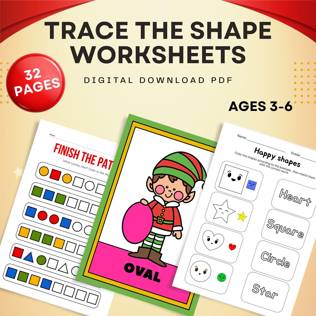 Trace the Shape Worksheets Printable | Preschool Shape Tracing ...