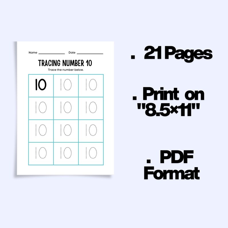 Number Tracing Worksheets for Preschool (0-20) | Handwriting Practice ...