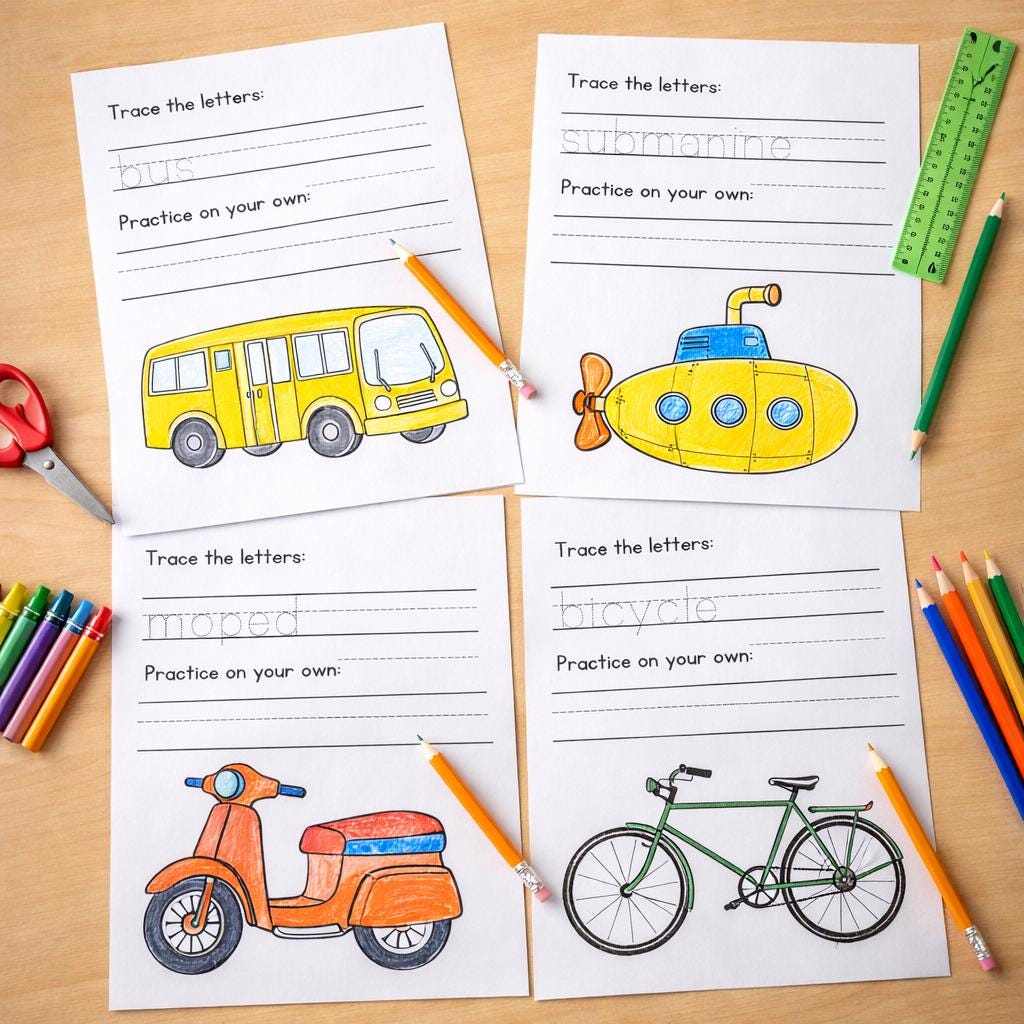 Vehicle Coloring Pages for Kids | Digital Coloring Book | Printable ...