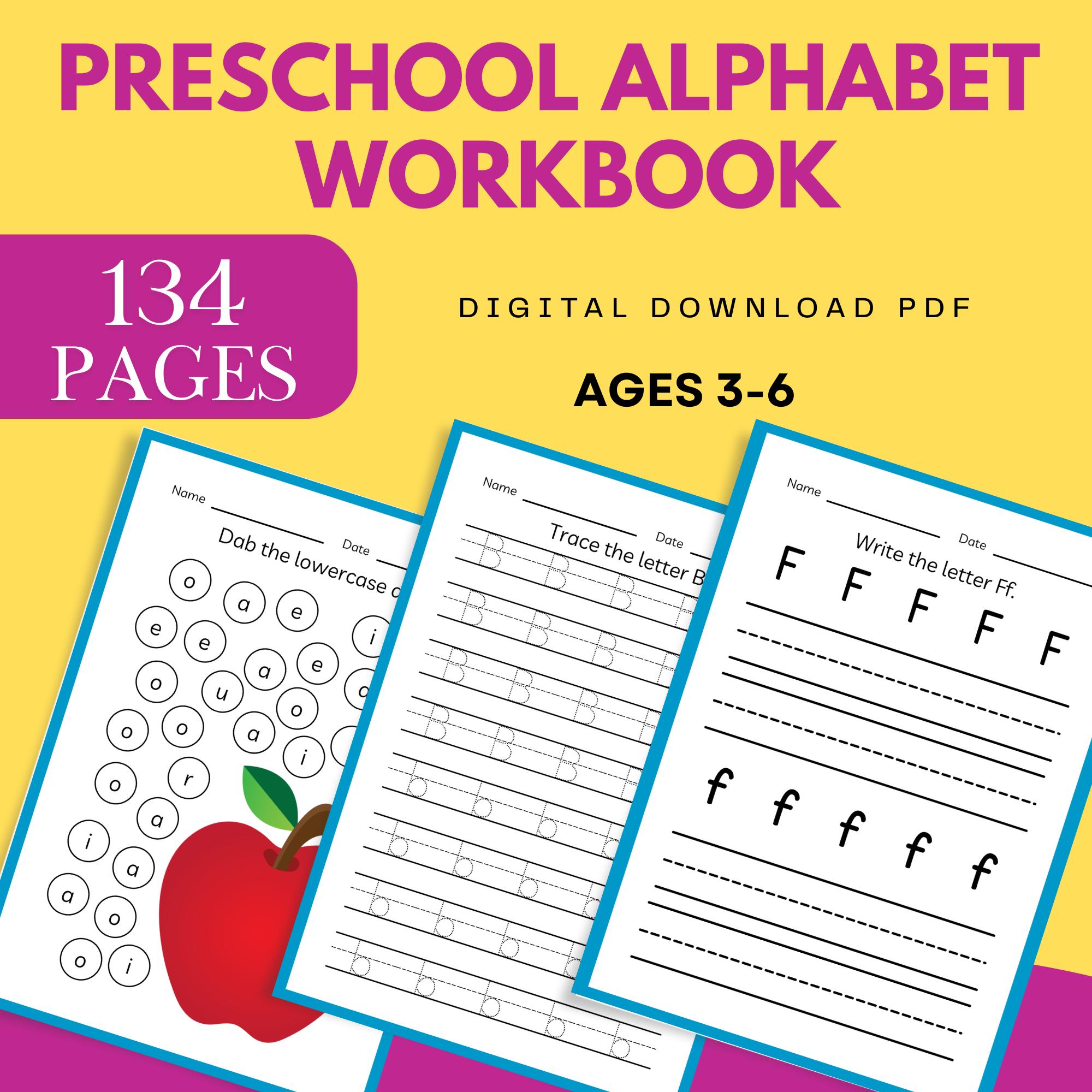 Preschool Alphabet Workbook Printable | ABC Letter Tracing & Phonics ...