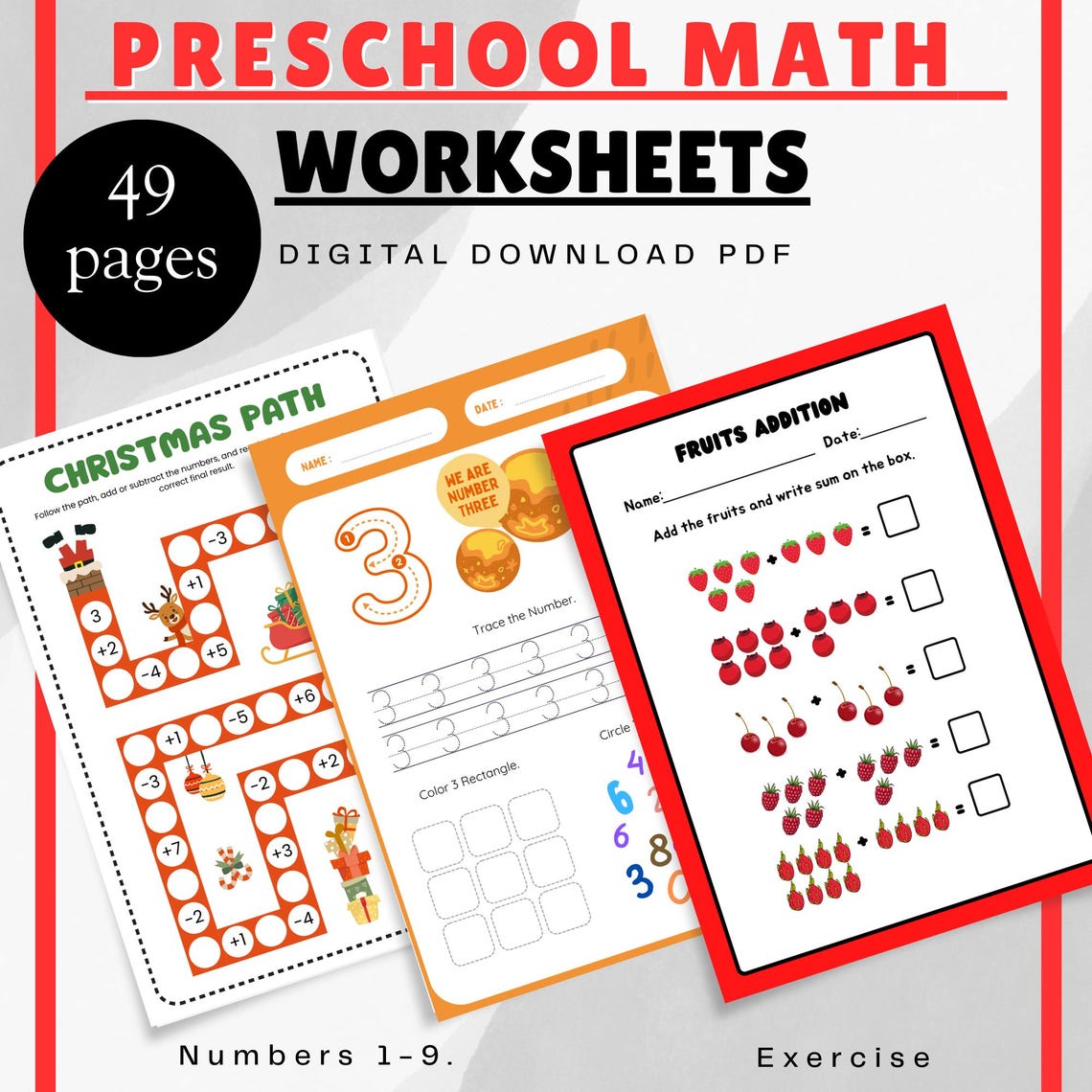 Preschool Math Worksheets Printable | Numbers, Counting Addition ...