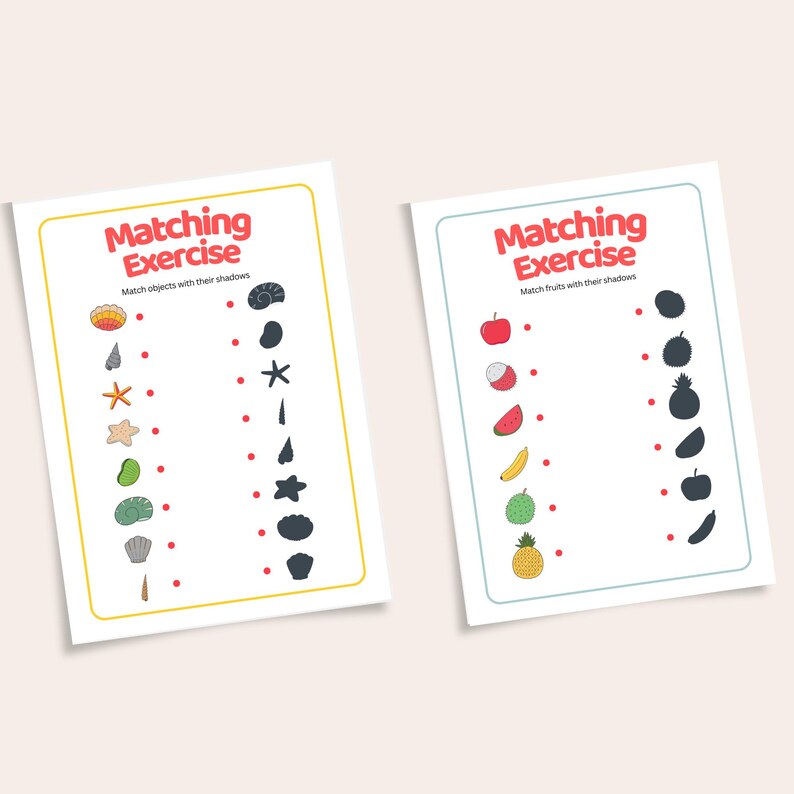 Printable Matching Worksheets for Kids | Preschool & Kindergarten Busy ...