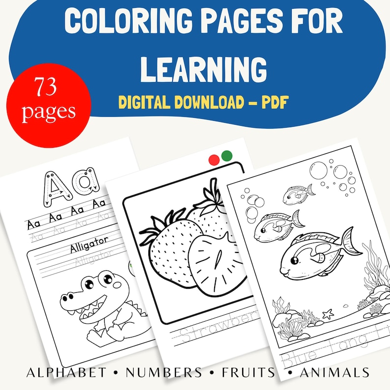 Preschool Coloring Pages Printable | Fruits - Animals - Alphabet ...