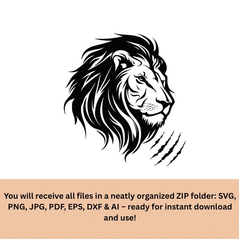 Lion Head Svg, Tribal Lion Clipart, Wild Animal Tattoo Design ...