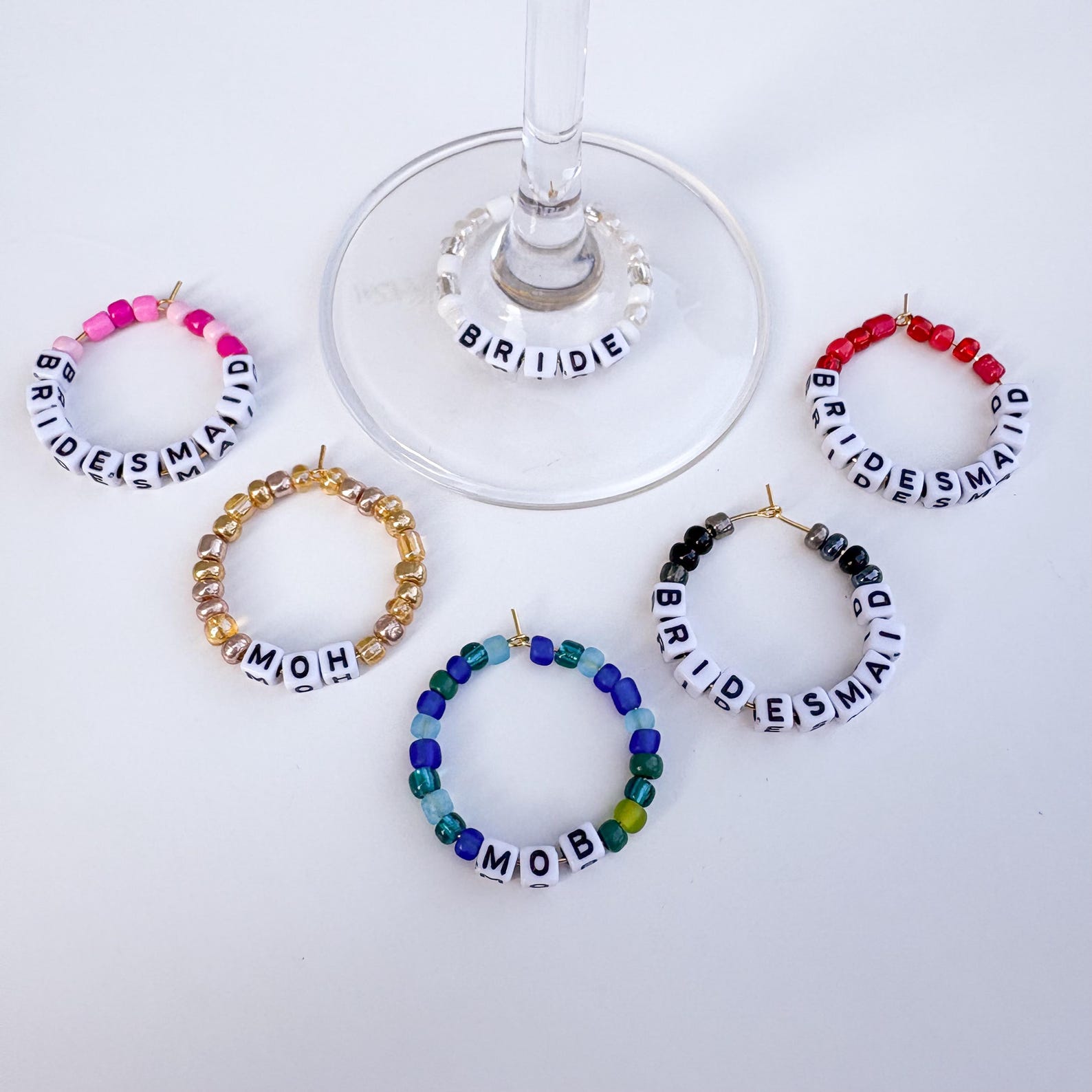 Bachelorette Party Wine Glass Charms – Custom Beaded Drink Markers ...