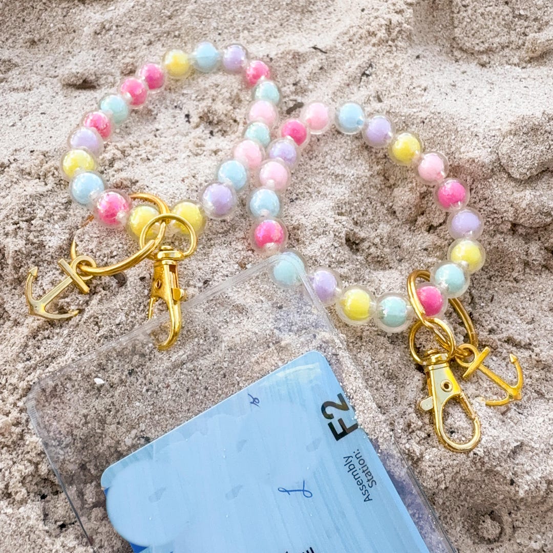Cruise Key Card Wristlet for Adults & Kids • Pastel Beaded Bracelet ...