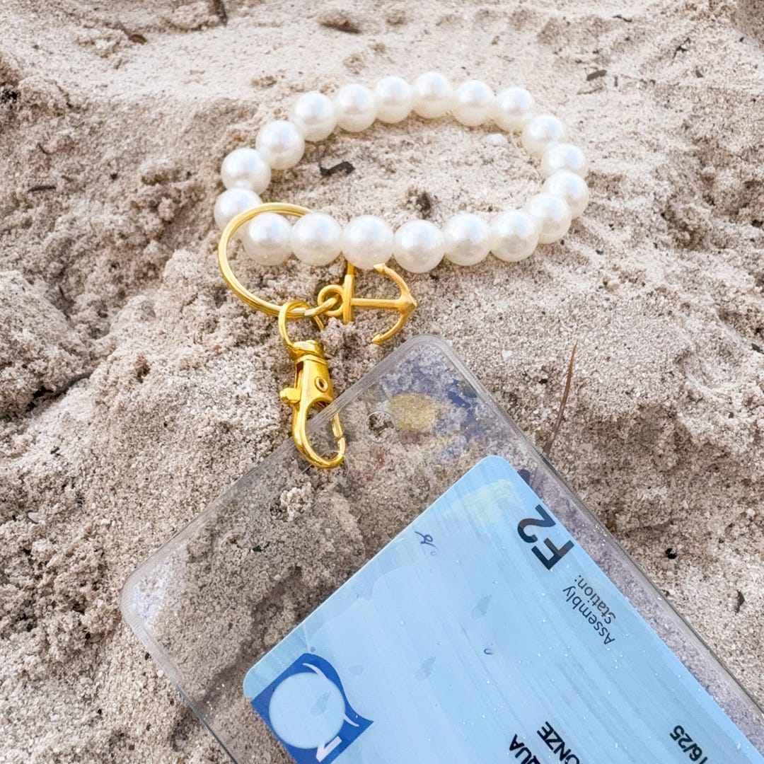 Cruise Key Card Wristlet for Adults & Kids • White and Pink Pearl Bead ...