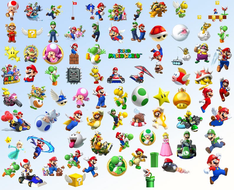 300 Mario Bros PNG Bundle – Super Mario Clipart, Digital Stickers ...