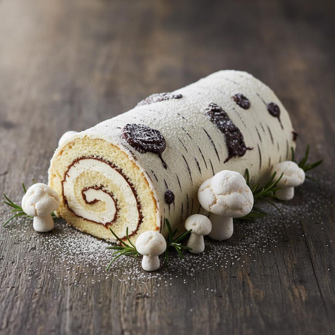 White Chocolate Birch Yule Log Recipe PDF Elegant Snowy Christmas ...