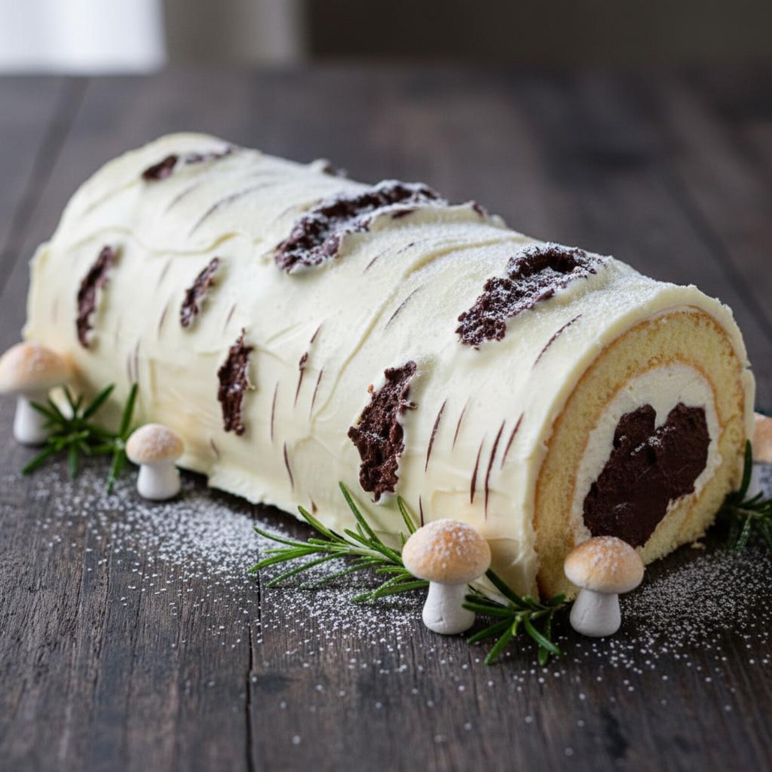 White Chocolate Birch Yule Log Recipe PDF Elegant Snowy Christmas ...