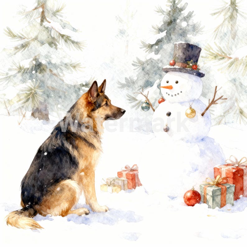 Watercolor Christmas Dog Clipart, 12 PNG Bundle, Festive Puppy ...