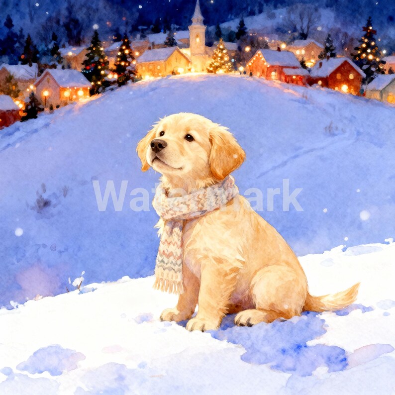 Watercolor Christmas Dog Clipart, 12 PNG Bundle, Festive Puppy ...