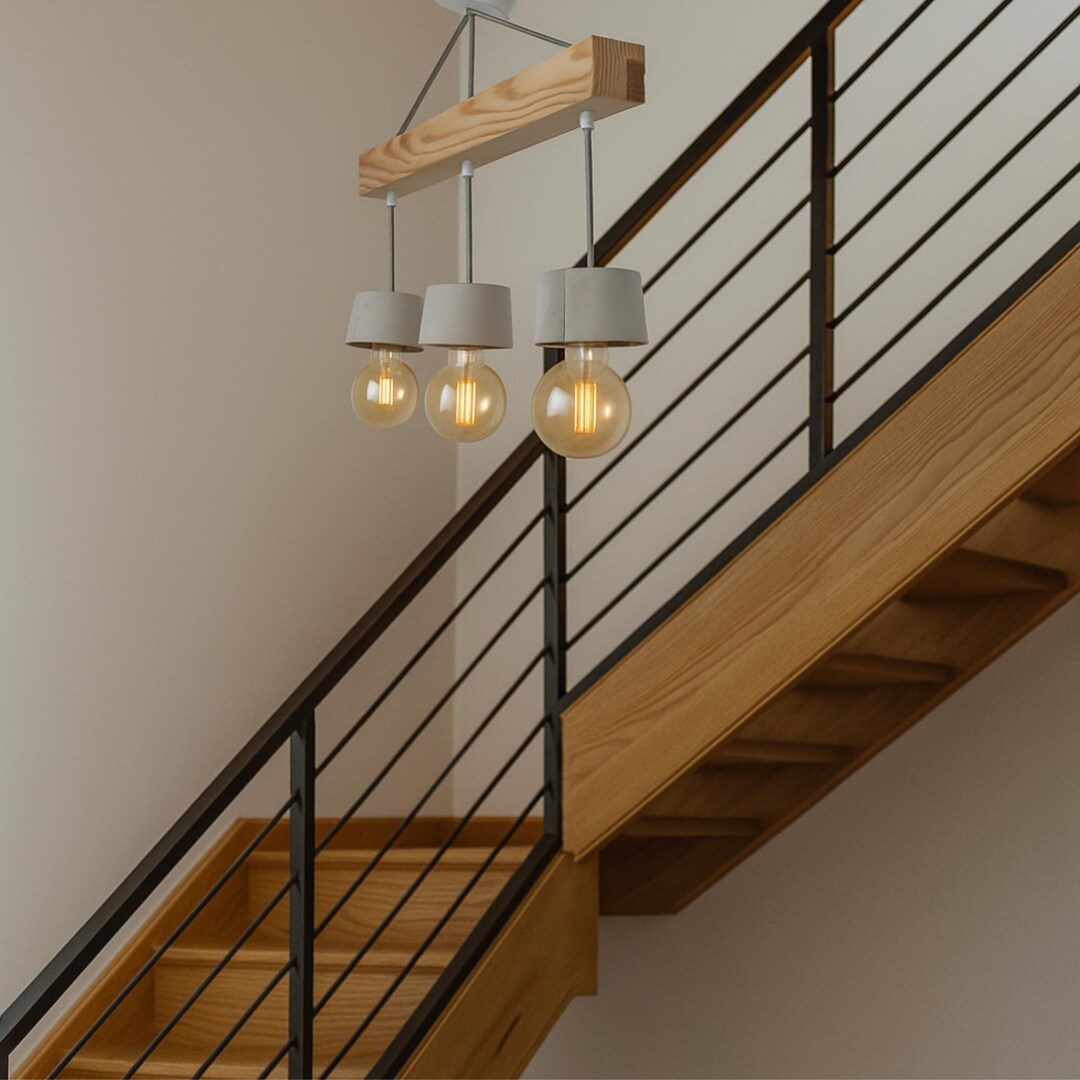 Modern Concrete Pendant Light Fixture – 3-light Industrial Chandelier ...