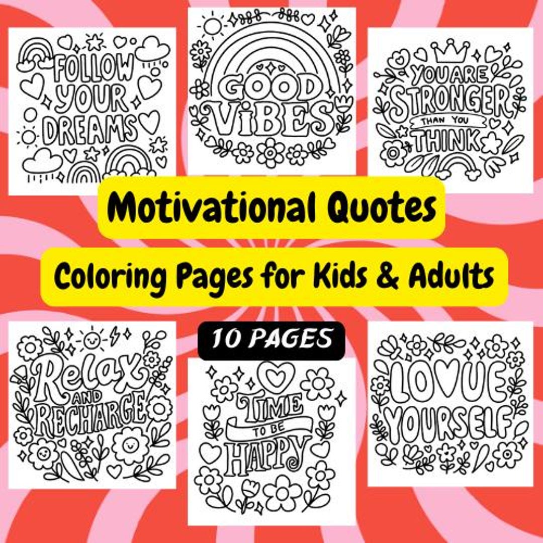 Motivational Quotes Coloring Pages: Uplifting Affirmation Art (PDF) - Etsy