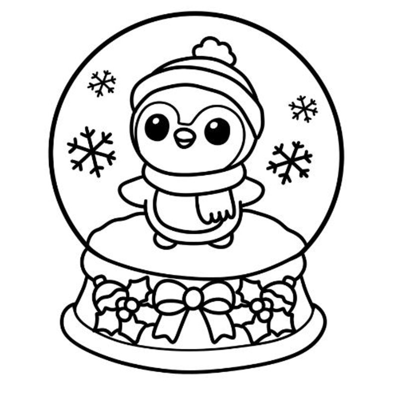Christmas Snow Globe Coloring Pages: Holiday Winter Scenes (digital ...