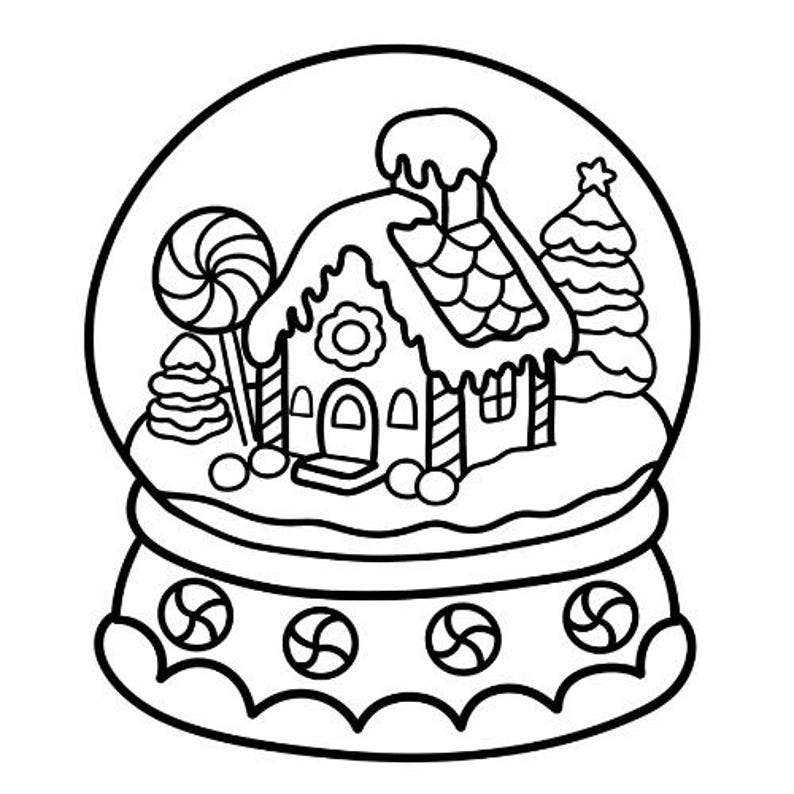 Christmas Snow Globe Coloring Pages: Holiday Winter Scenes (digital ...