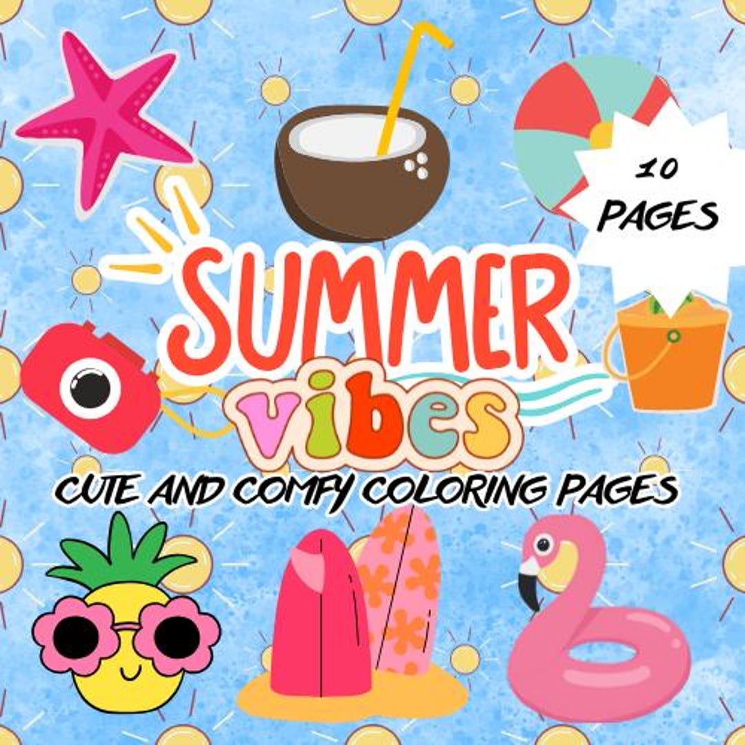 Summer Vibes Coloring Pages for Kids – Cute & Cozy Summer Fun ...
