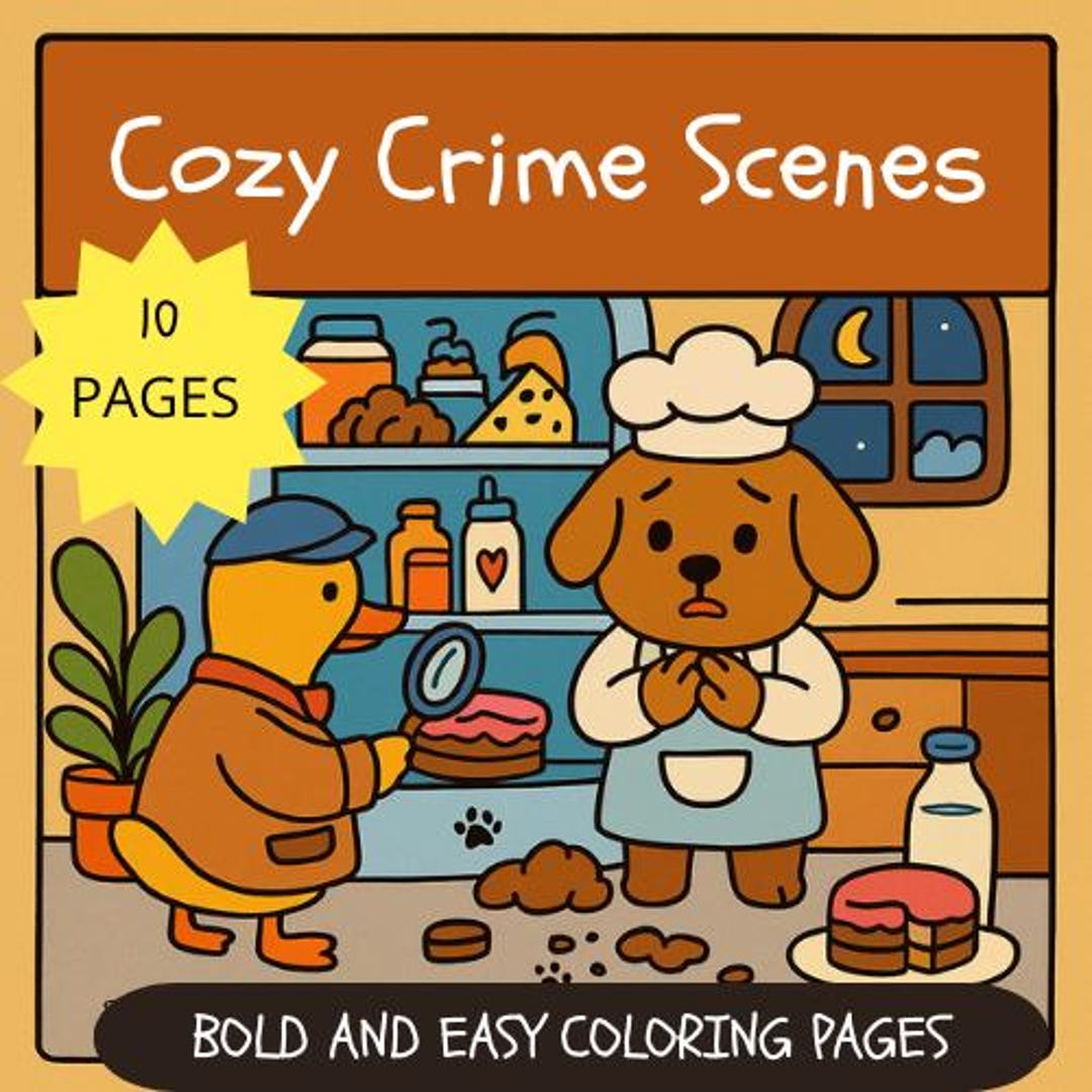 Cozy Crime Scenes Coloring Pages – Funny Detective Book (printable PDF ...