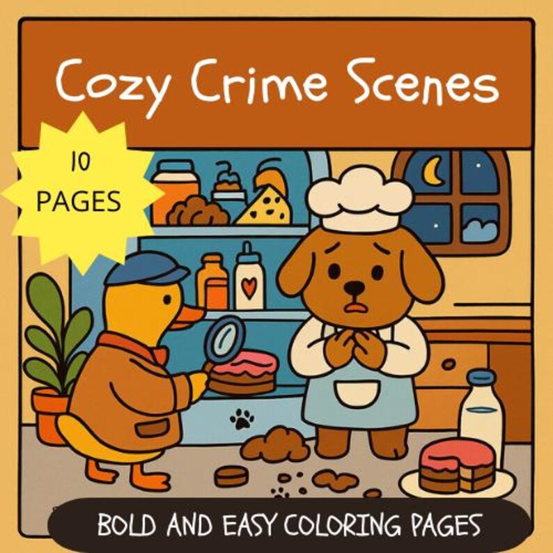 Cozy Crime Scenes Coloring Pages – Funny Detective Book (printable PDF ...