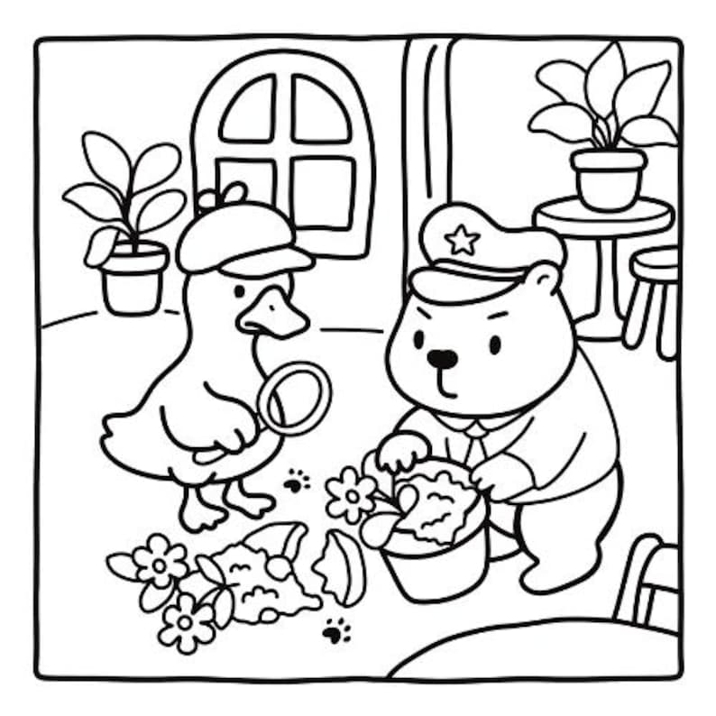 Cozy Crime Scenes Coloring Pages – Funny Detective Book (printable PDF ...
