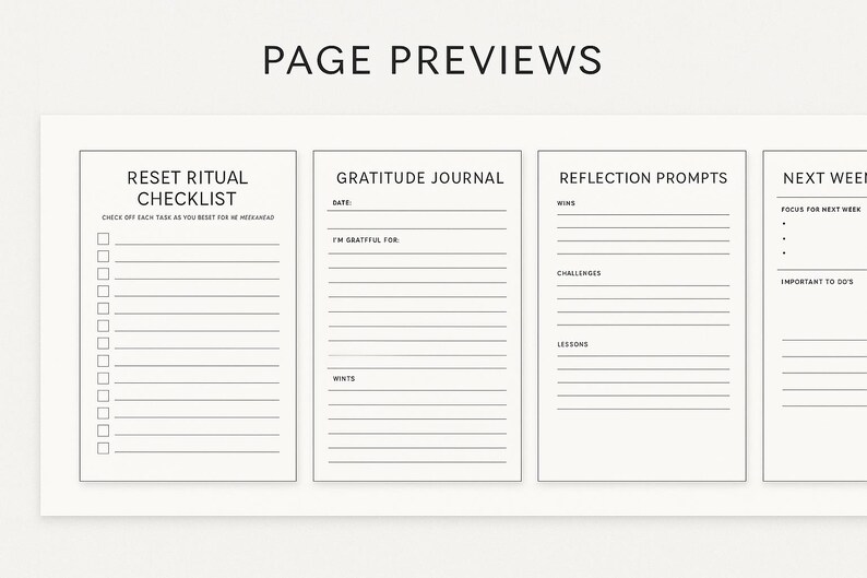 Weekly Reset Planner | 30+ Page Printable & Fillable PDF | Goal Setting ...