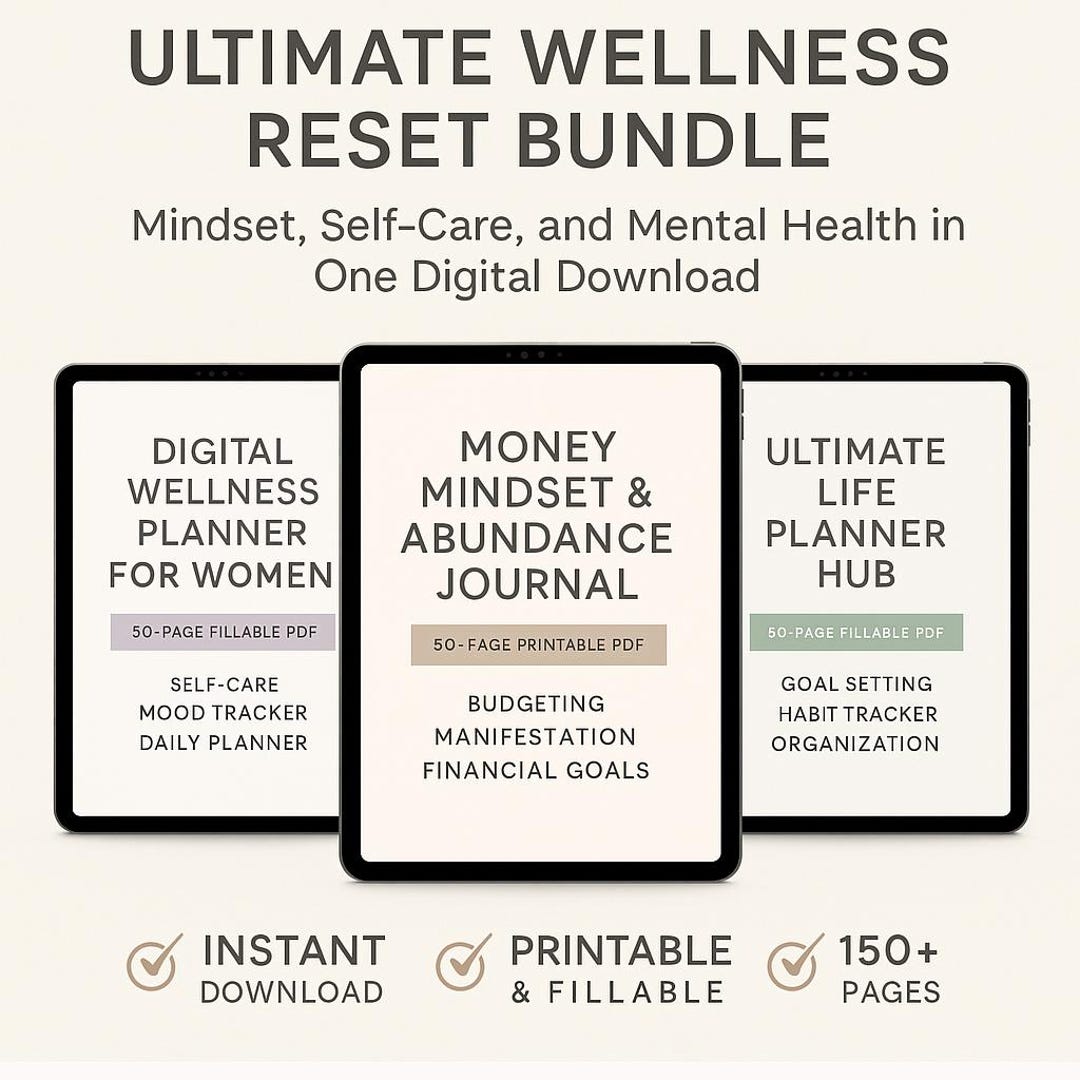 Ultimate Wellness Reset Bundle | 3 PDF Planners | Self-care, Mindset ...