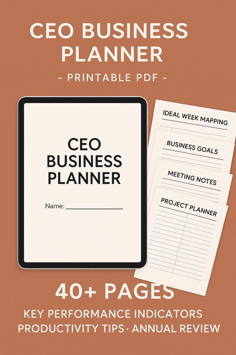 Digital CEO Planner | 50+ Page Printable & Fillable PDF | Business ...