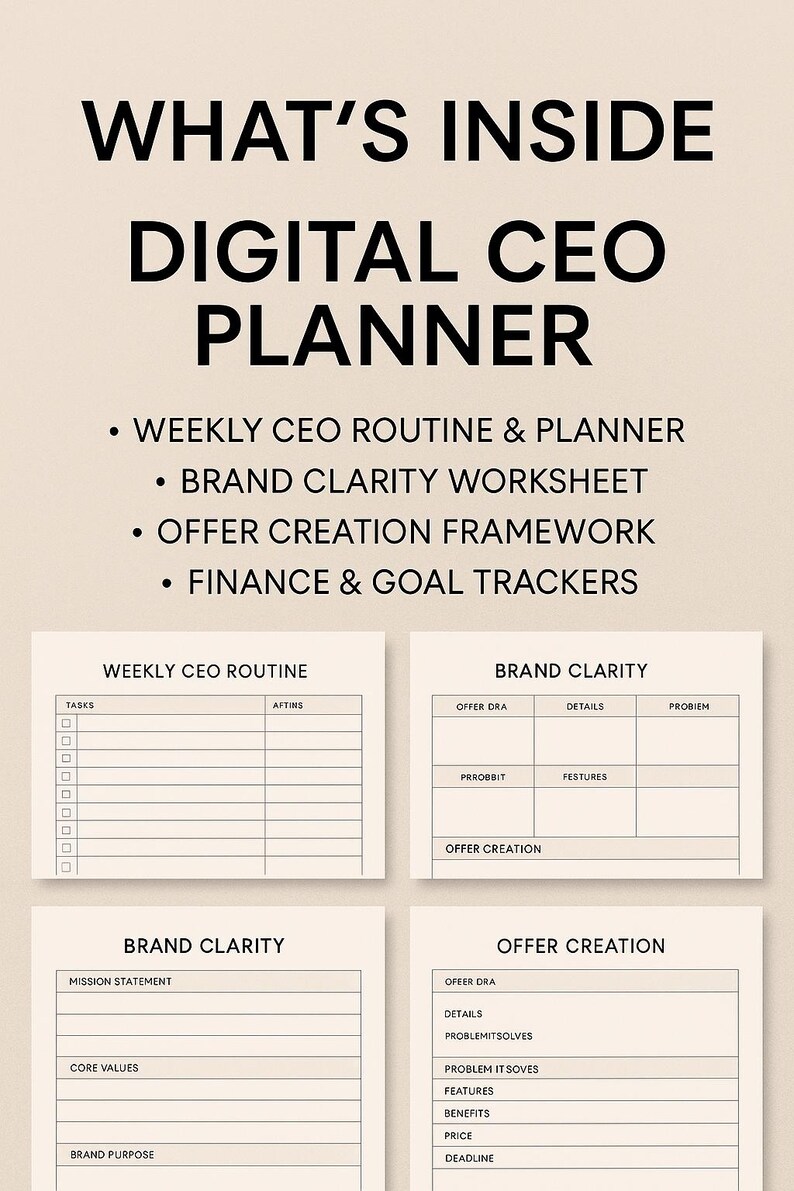 Digital CEO Planner | 50+ Page Printable & Fillable PDF | Business ...