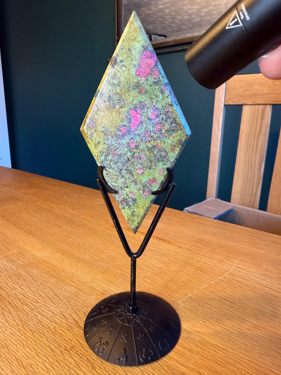 UV Reactive Ruby in Fuschite Crystal Diamond With Stand - Etsy
