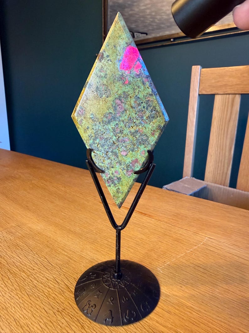 UV Reactive Ruby in Fuschite Crystal Diamond With Stand - Etsy
