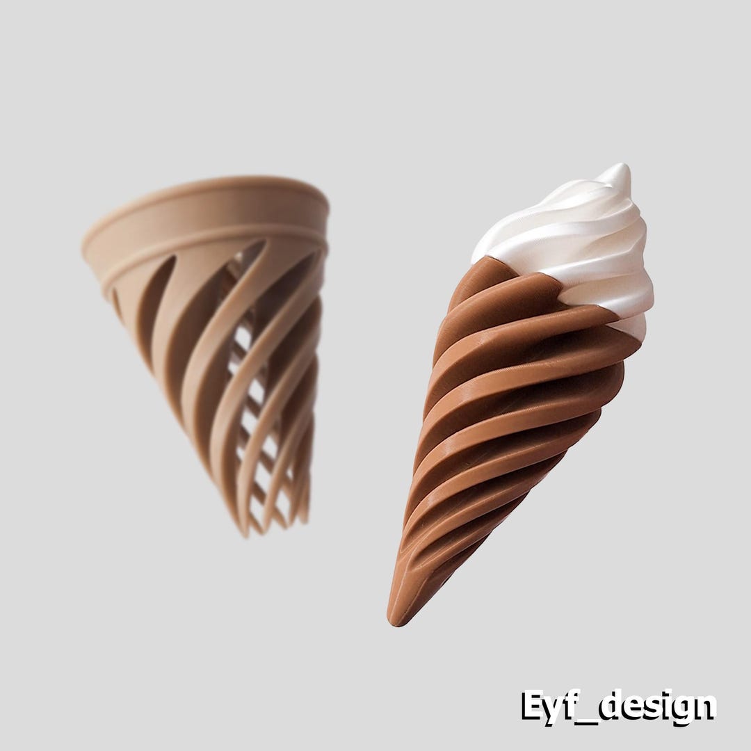 Ice Cream Cone 3D Printed With Stand | 3D Impossible Cone Spiral Fidget ...