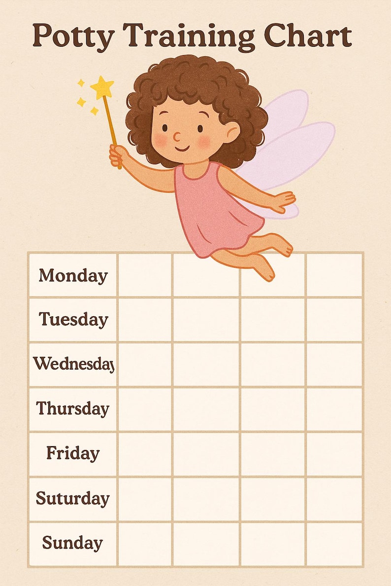 Potty Training Chart for Toddlers - Reward Sticker Chart | Fairy-themed ...