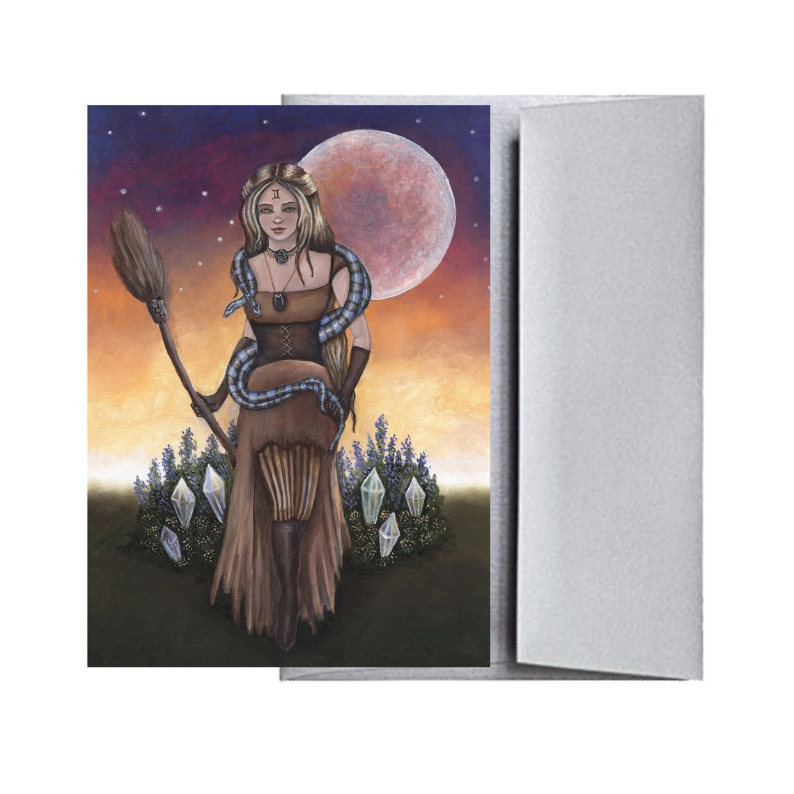 Gemini Zodiac Witch Greeting Card - Etsy
