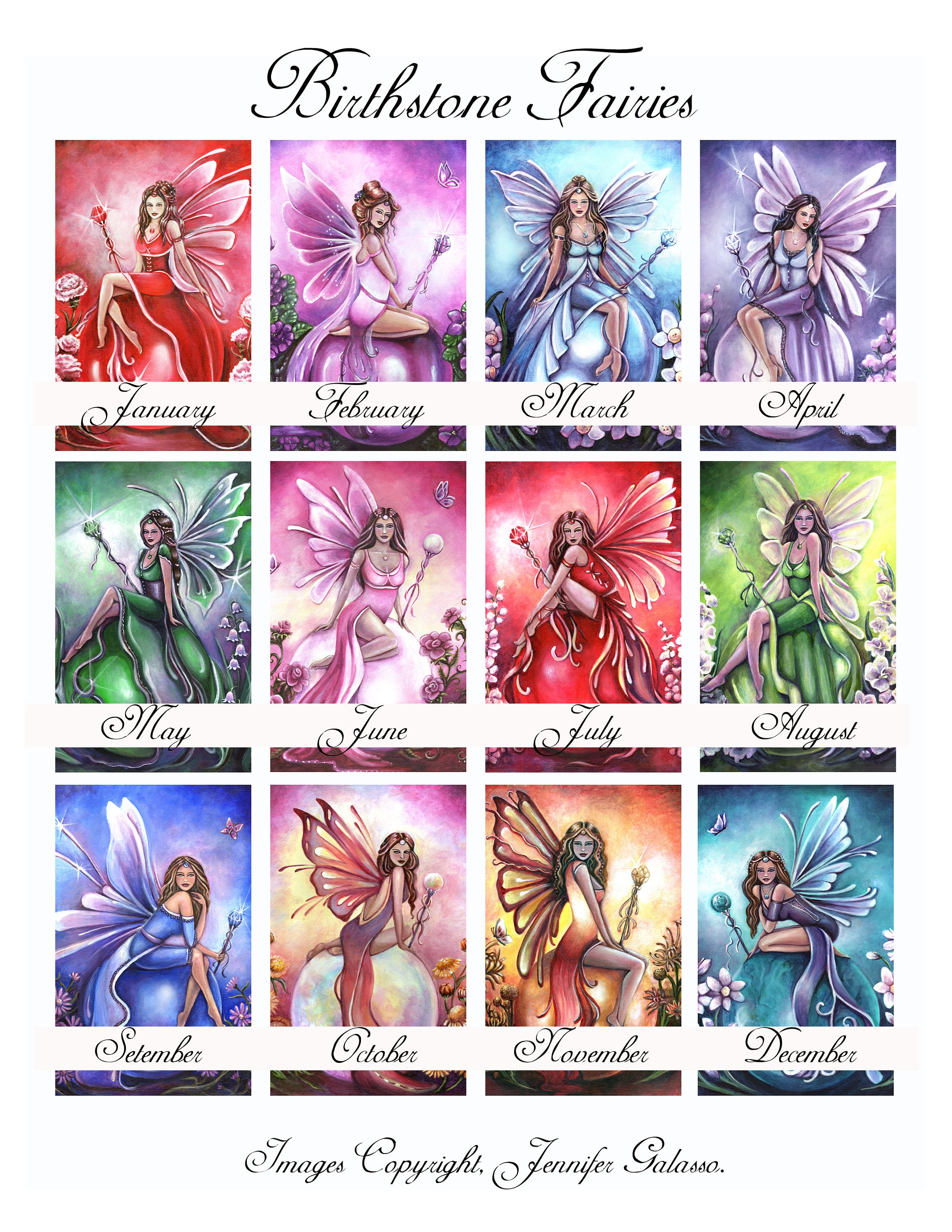 Birthstone Fairies Embellished Mini Print - Etsy