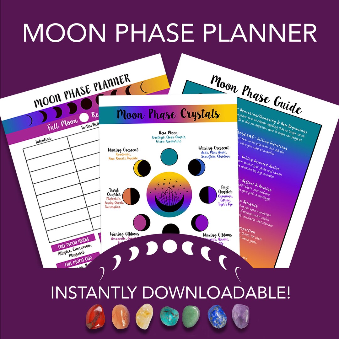 Moon Phase Planner / Full Moon Guide / Moon Magic Rituals / Lunar Magic ...