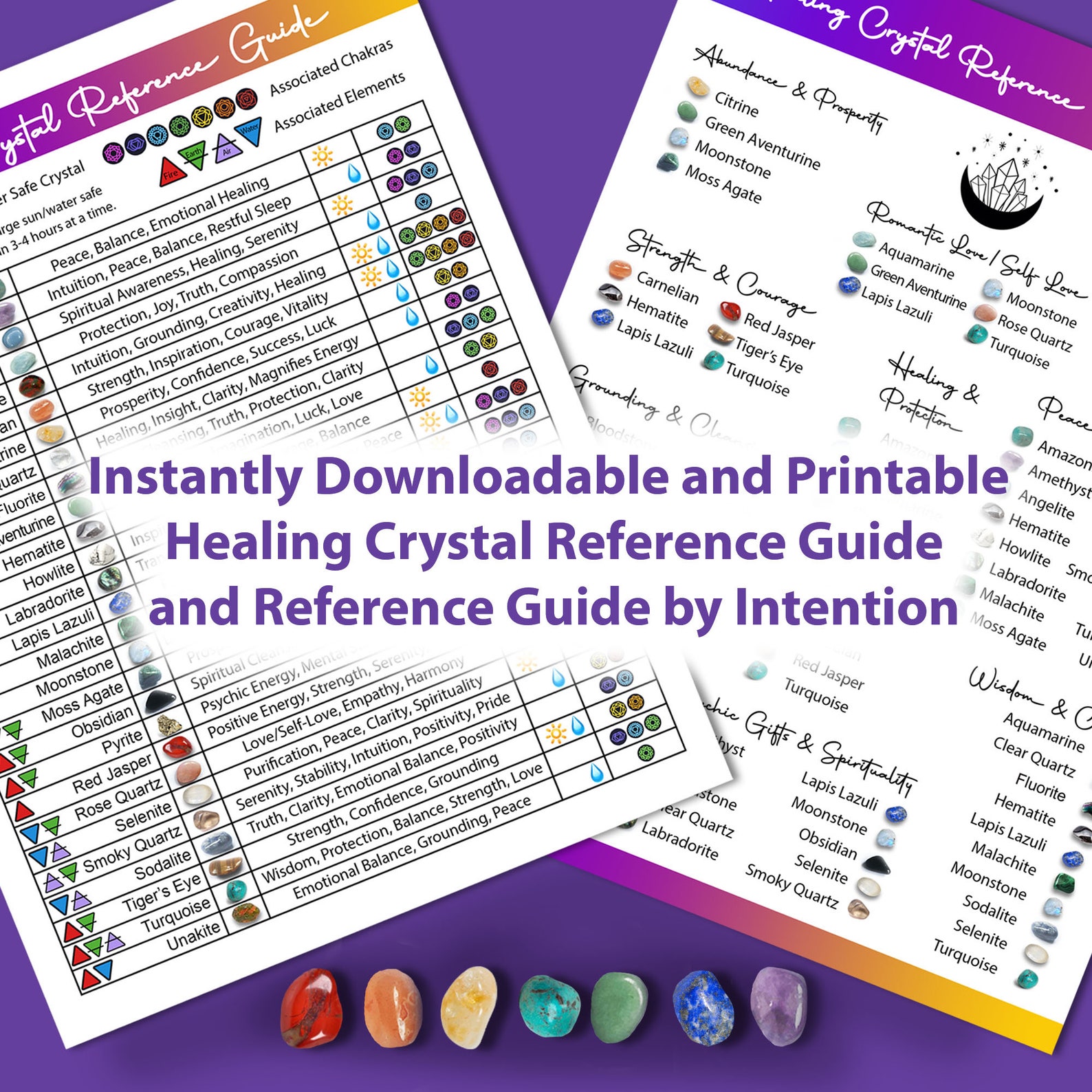 Healing Crystal Cheat Sheet/gemstone Reference Guide Instant Download ...