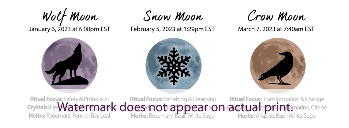 2023 Full Moon Guide - Etsy UK