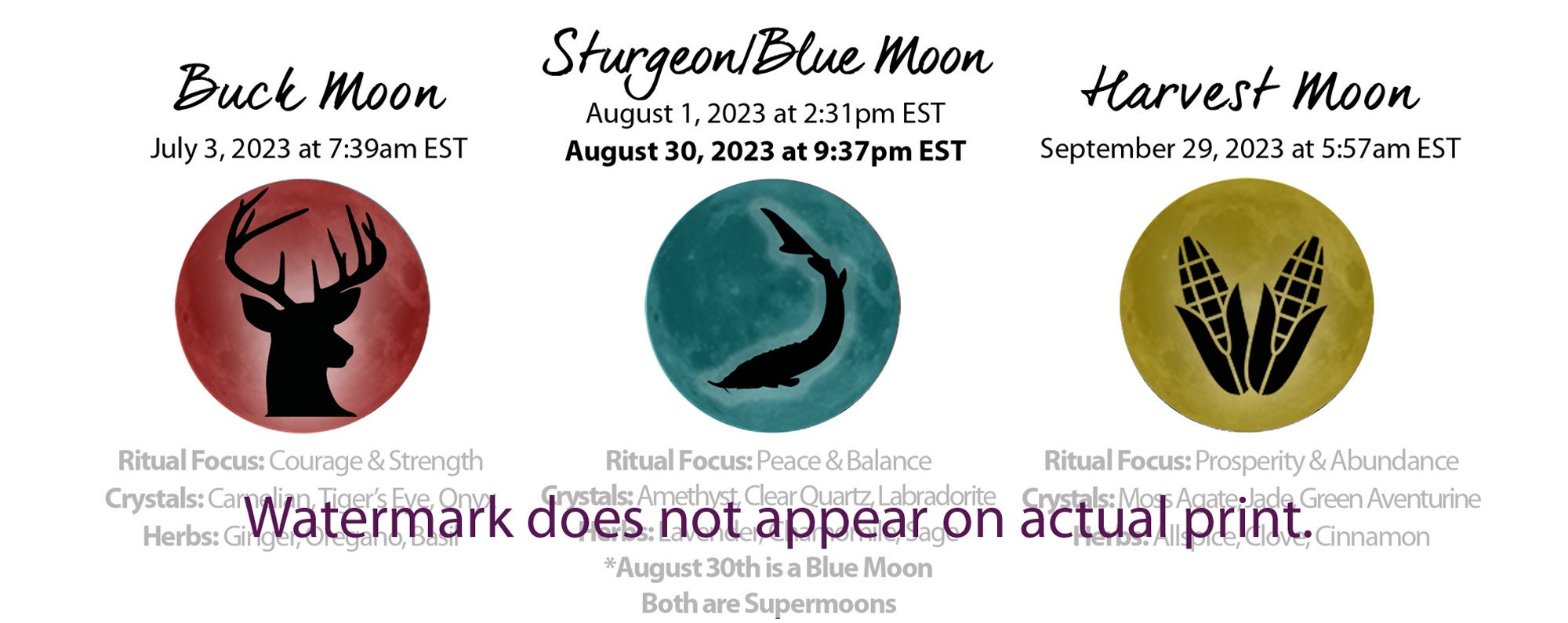 2023 Full Moon Guide - Etsy UK