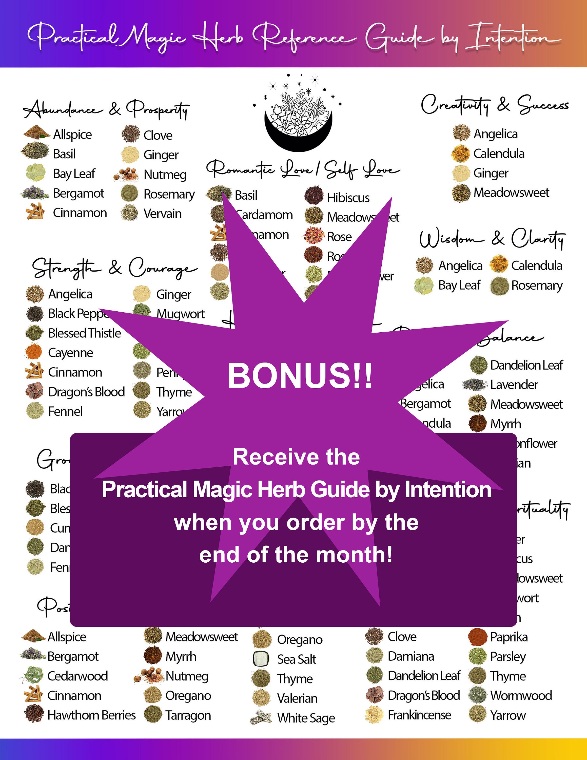 Practical Magic Herb Guide: Healing Properties & Intention Chart ...