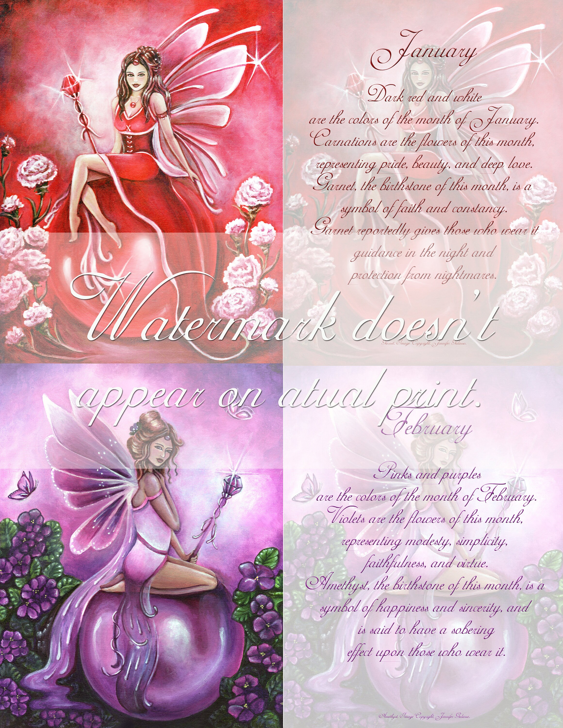 Birthstone Fairies Embellished Mini Print - Etsy