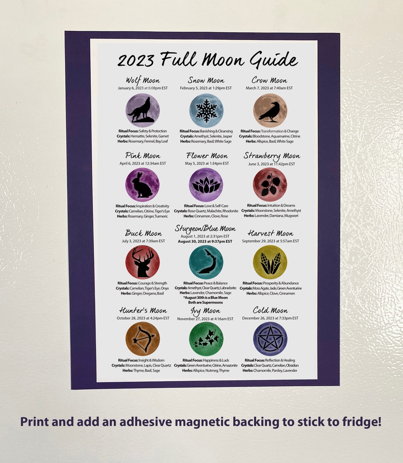 2023 Full Moon Guide - Etsy UK