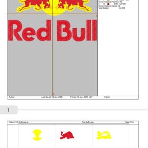 Red Bull Logo Embroidery Machine Tajima Wilcom Custom Embroidery - Etsy