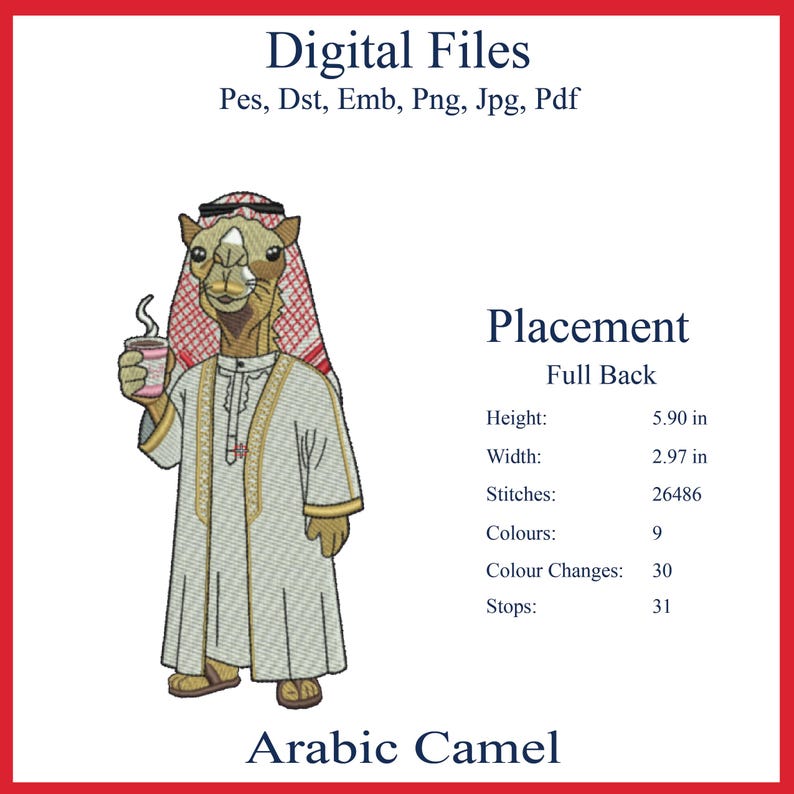 Arabic Camel Embroidery Design | Middle Eastern Thobe (digital Download ...