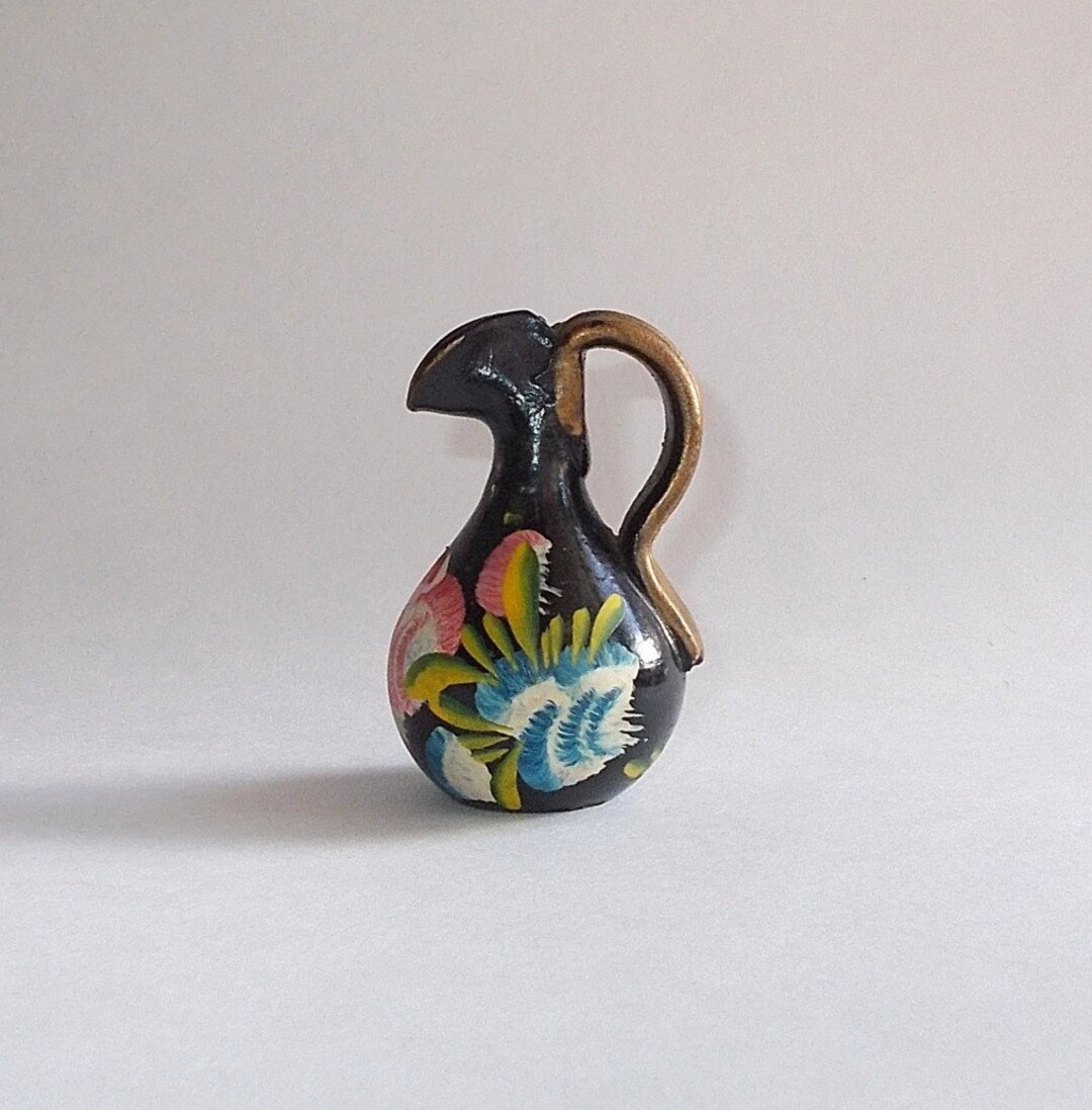 Vintage 1950s or 1960s Small-tiny-mini Hand Made Wooden Pitcher-painted ...