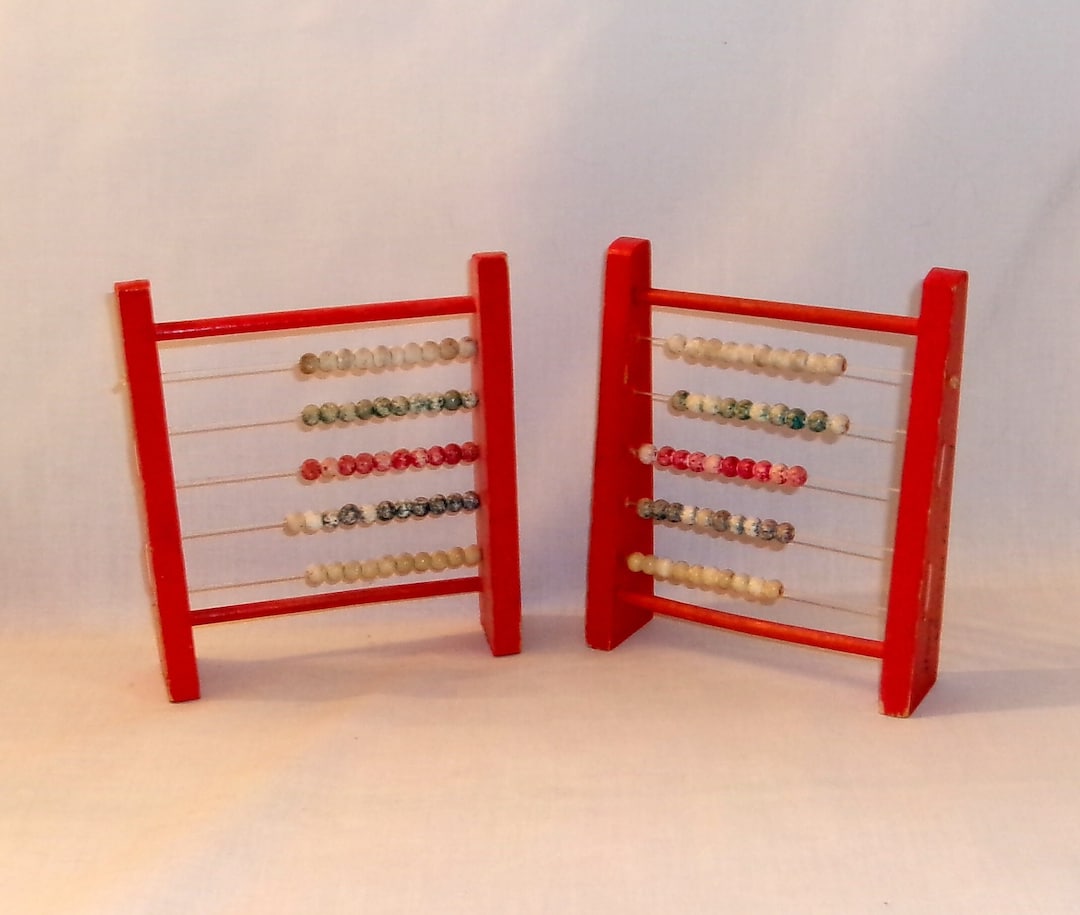 Vintage 60s/70s Children's Abacus-counting Toy-painted Wood Beads-set ...