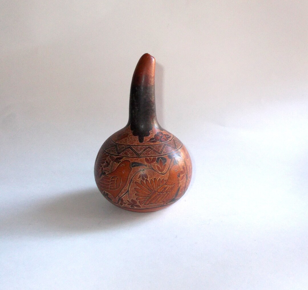 Vintage 1980s Peruvian Carved & Painted Gourd-farmers W Livestock-made ...